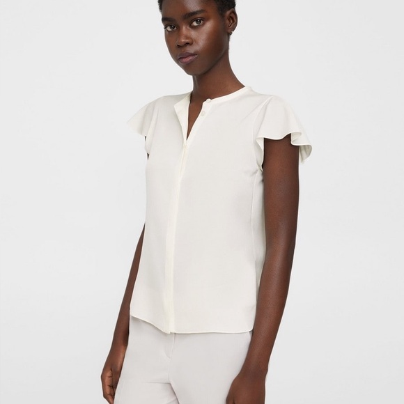 Theory | Tops | Theory Ruffle Sleeve Top In Silk Georgette | Poshmark